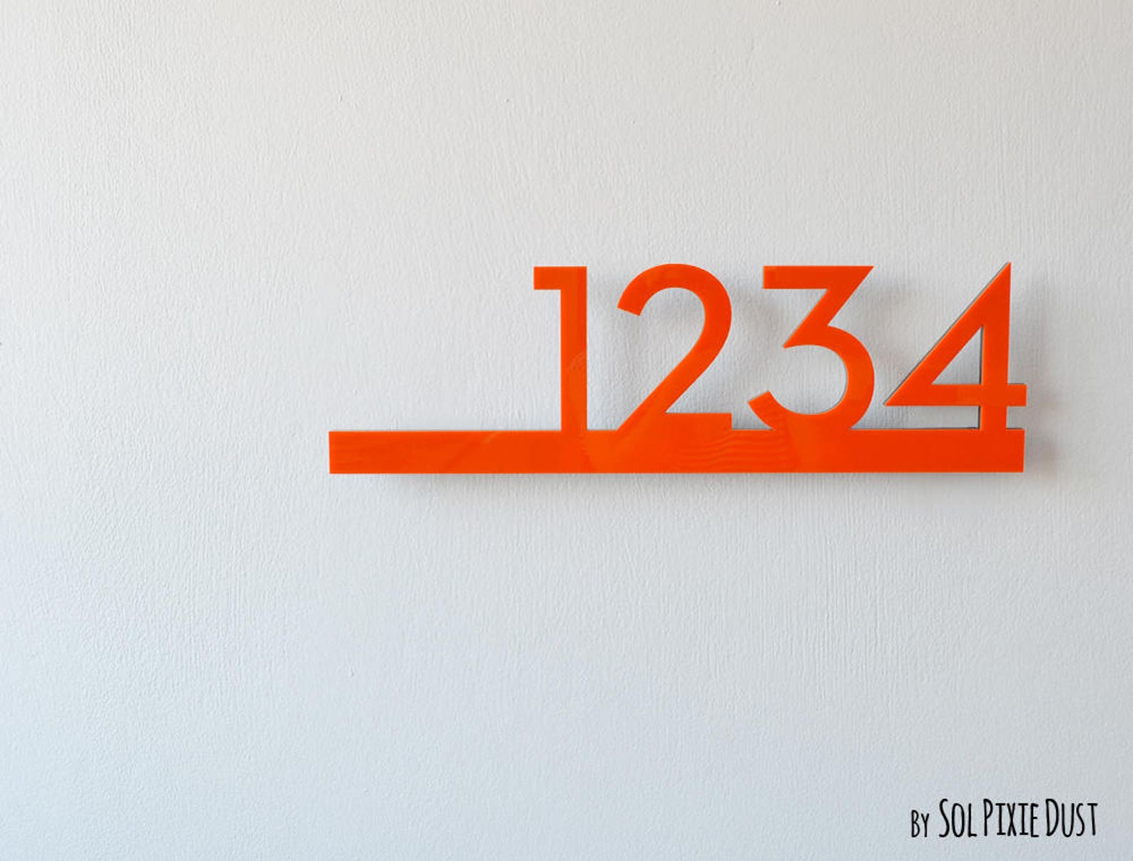 Modern House Numbers - Orange With Black Acrylic - Contemporary Home ...