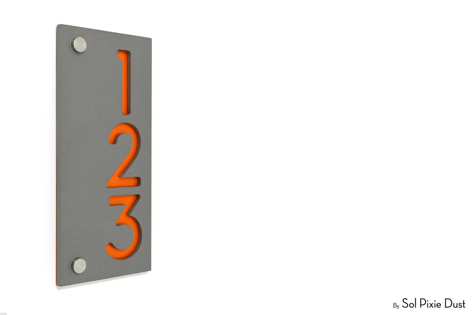 Modern House Numbers Rectangle Concrete With Orange Acrylic - Etsy