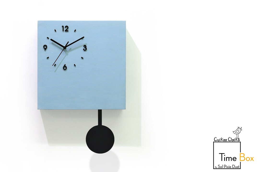 Wooden Time Box Clock With Secret Compartment - Blue Chalk - Pendulum ...