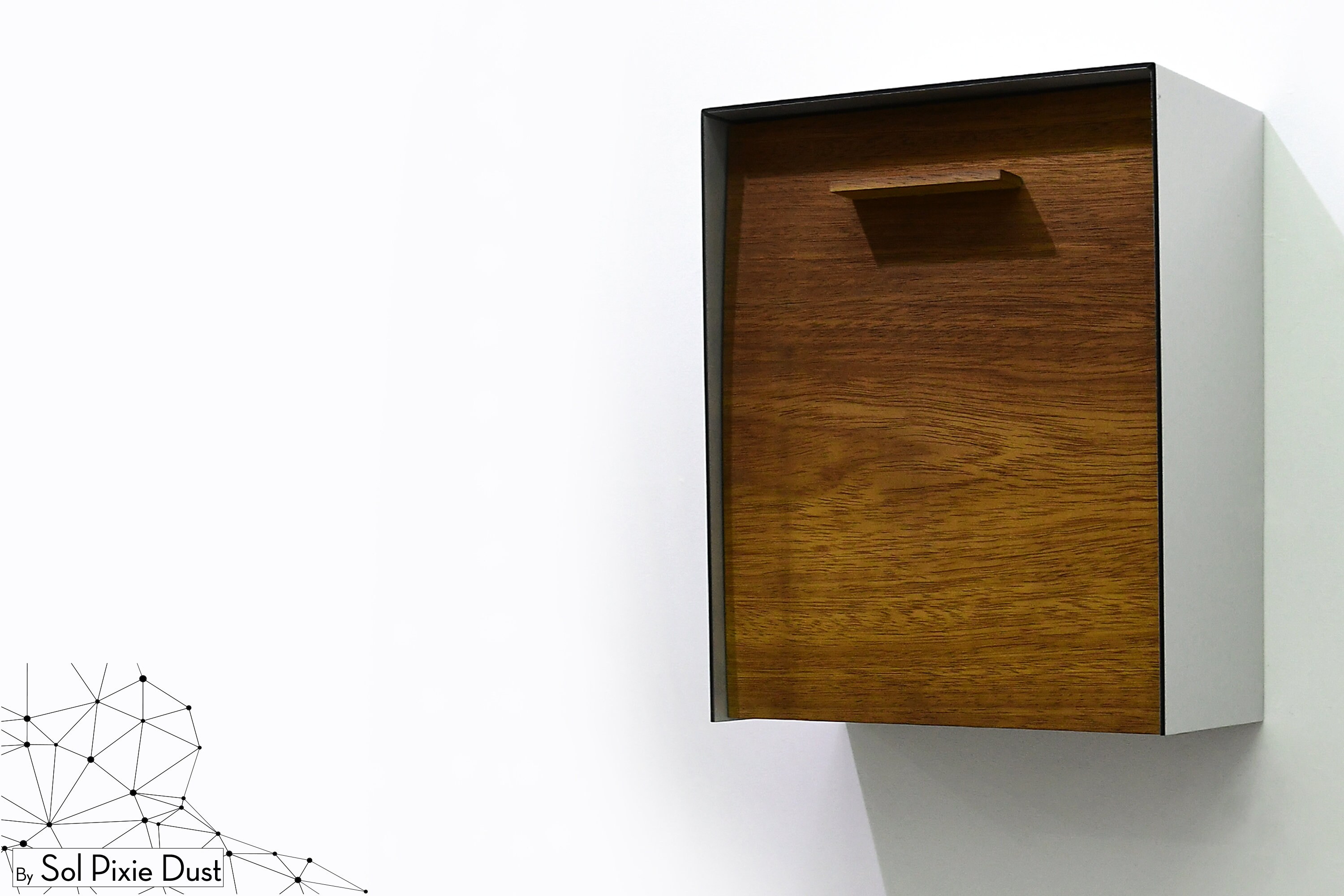 Contemporary Wood Face Mailbox - Solid Iroko Wood - Brushed Silver ...