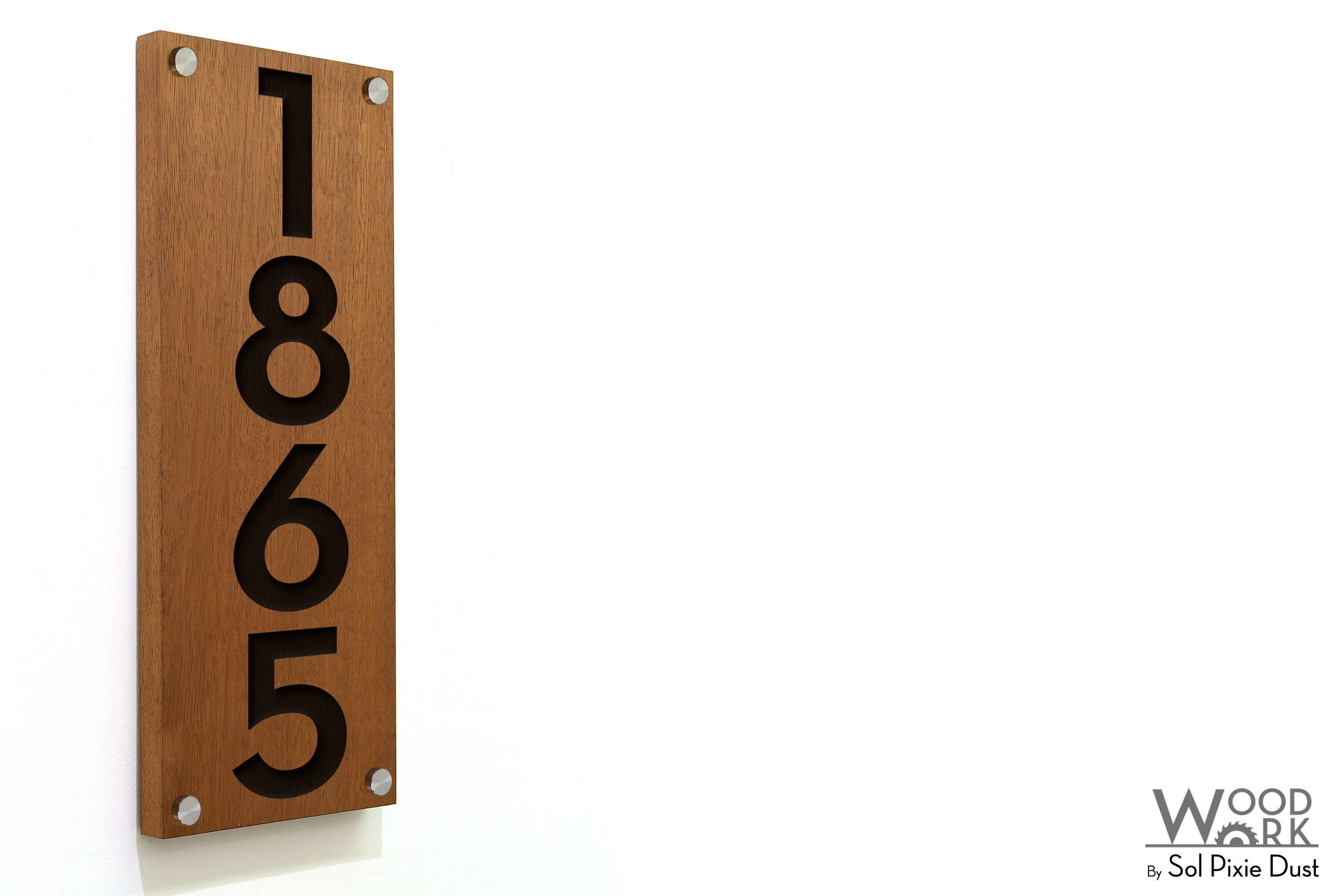 Modern House Numbers Vertical Solid Wood African Teak Iroko | Etsy