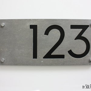 Modern House Numbers, Rectangle Concrete With Black Acrylic ...
