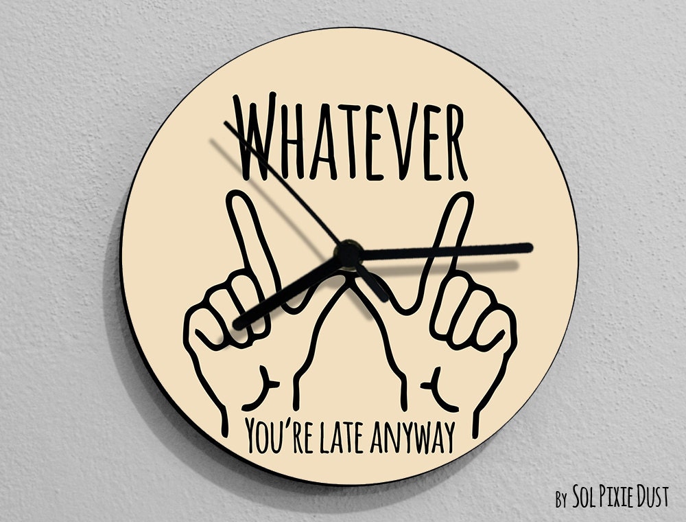 Whateveryou're late anyway Hand Symbol / Round Beige | Etsy