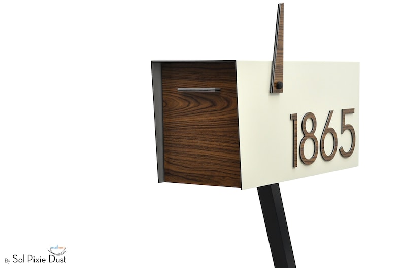 Contemporary Post Mounted Mailbox - Aluminum Ivory White Body and ...