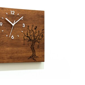 Solid Wood Wall Clock Magic Tree Wood Laser Engraved - Etsy