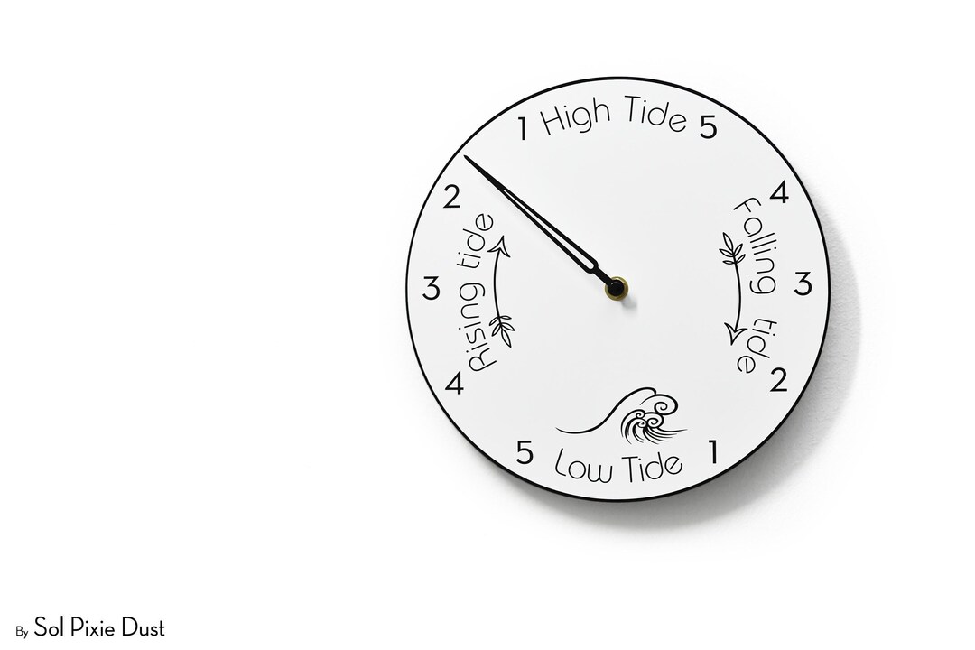 Tide Wall Clock - White Round Clock - Sea Tide Tracker - Unique Wall ...