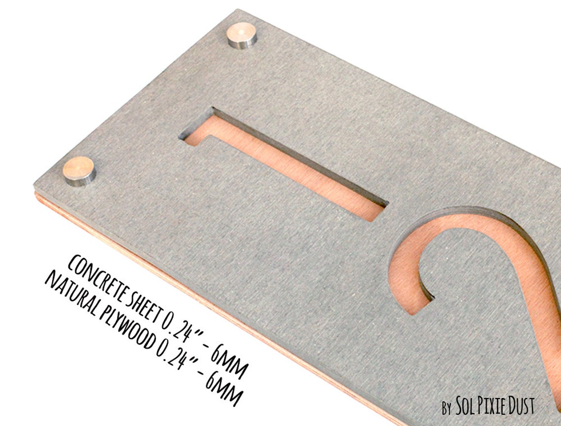 Modern House Numbers Concrete With Natural Wood Vertical | Etsy