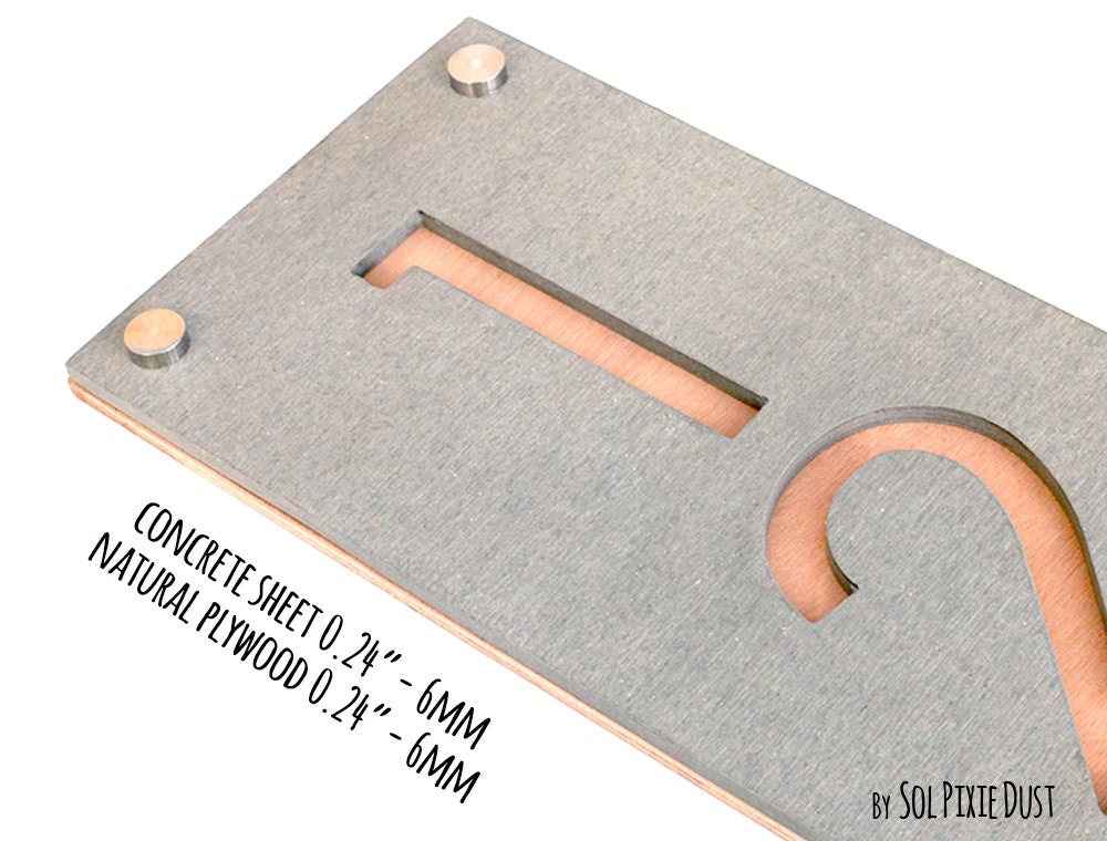 Modern House Numbers Concrete With Natural Wood Vertical - Etsy