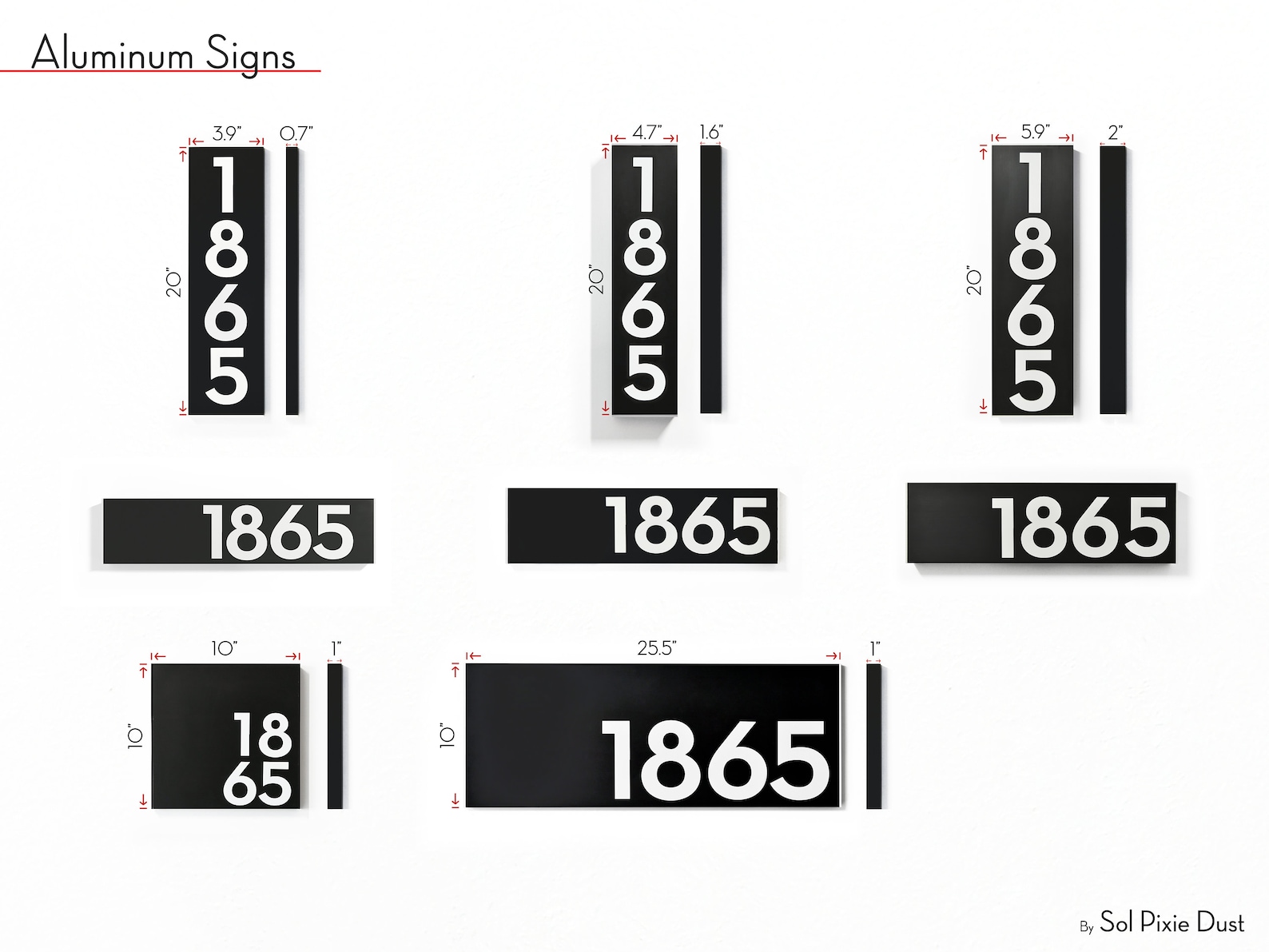 Large Modern House Numbers - Aluminum Hollow Bar Rectangle - Black With ...