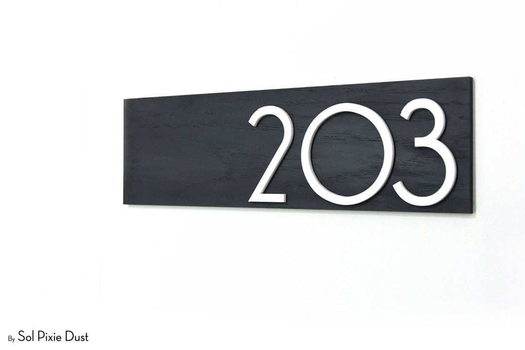 Interior Modern Apartment Door Numbers Plague Black Plywood (varnish or ...