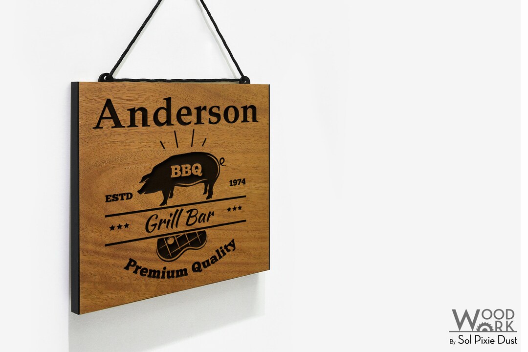 Modern Butcher Shop Sign - Wooden Business Sign - Custom Engraved Logo ...