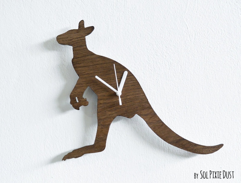 Kangaroo Kids Cartoon Silhouette Wooden Wall Clock - Etsy