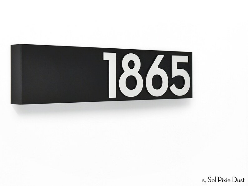 Modern House Numbers - Aluminum Hollow Bar Rectangle - Black With White ...