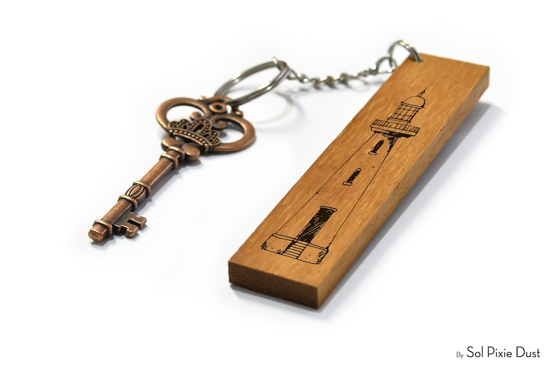 Laser Engraved Wood Key Chain - Solid Iroko Wood - Personalized Small ...