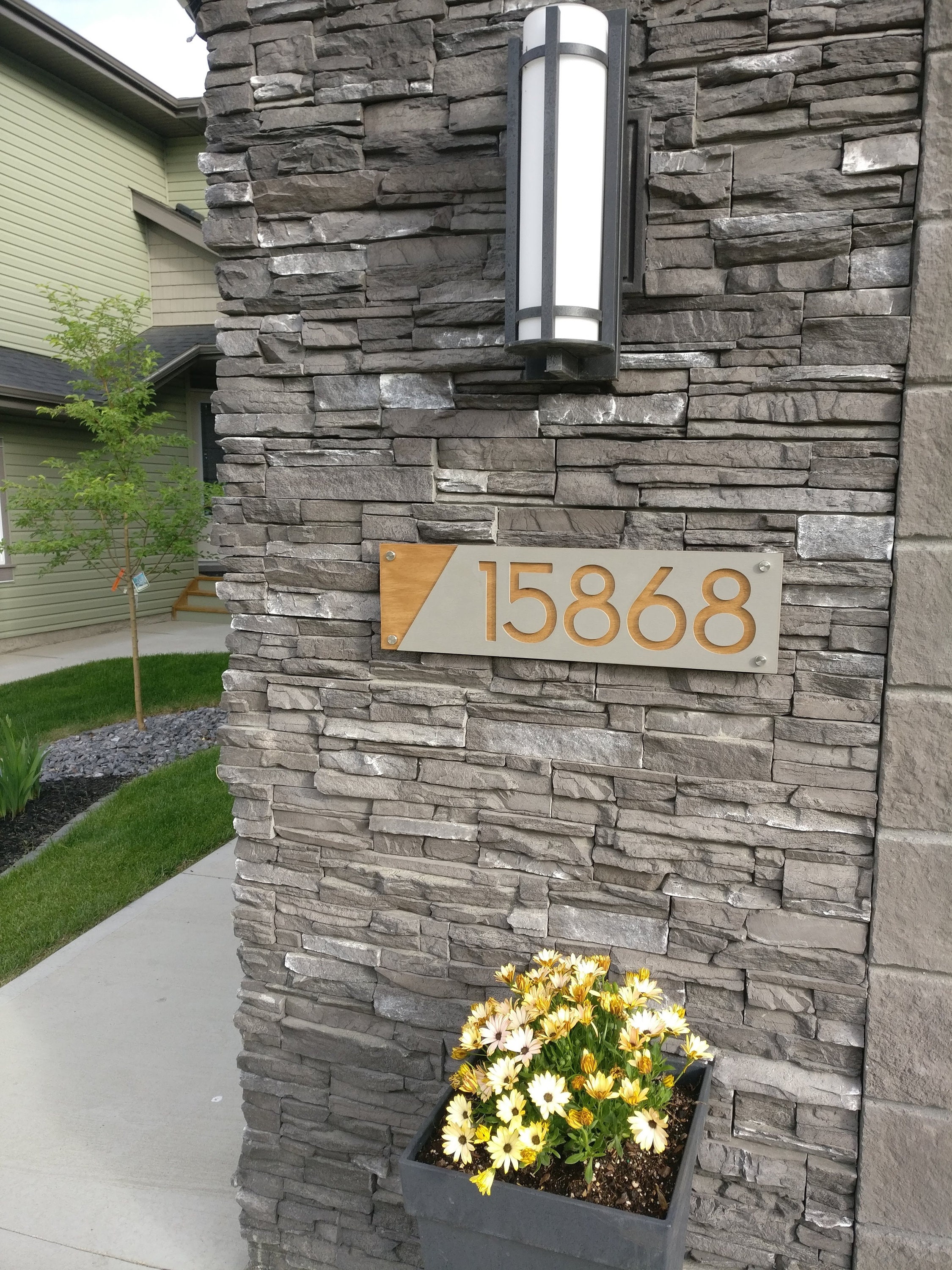 Modern House Numbers Concrete With Marine Plywood - Etsy UK
