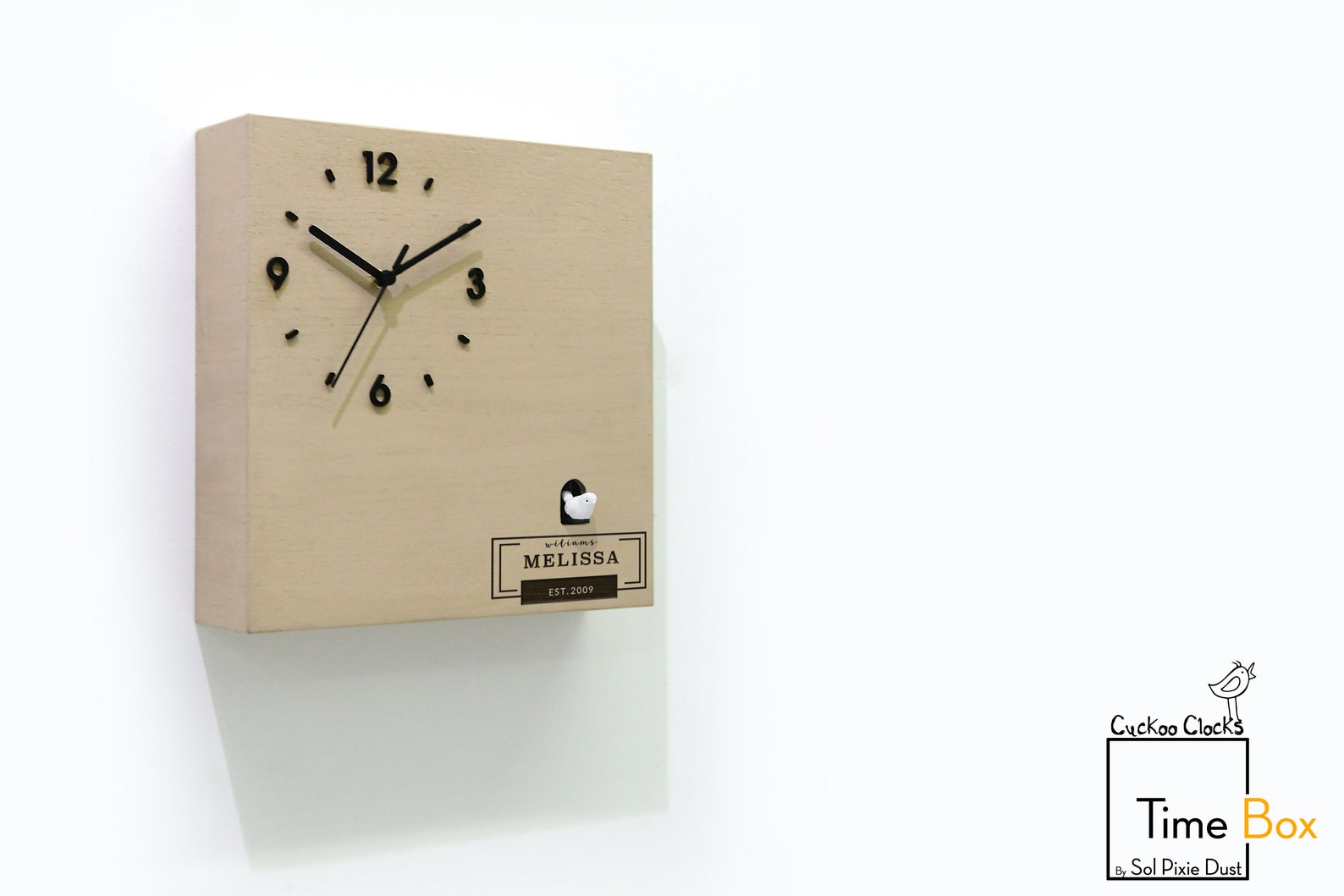 Modern Cuckoo Bird Time Box Clock Cappuccino Chalk Laser | Etsy