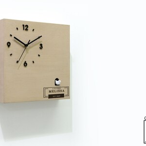 Modern Cuckoo Bird Time Box Clock - Cappuccino Chalk Laser Engrave ...