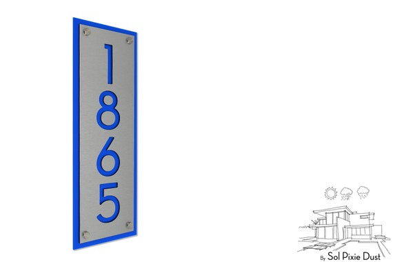 Modern House Numbers Rectangle Framed Silver Aluminum With | Etsy