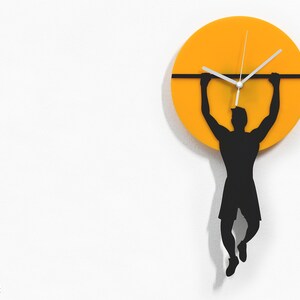 Athlete Silhouette Wall Clock - Yellow & Black Silhouette - Sport Decor ...