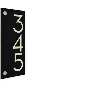 Modern House Numbers - 2 Screws Vertical Black Acrylic With Beige ...