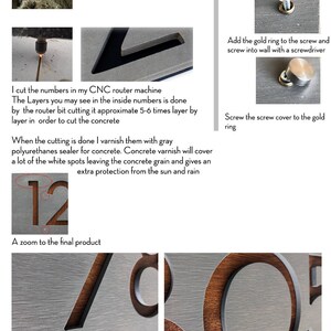 Modern House Numbers, Concrete With Natural Wood - Vertical ...