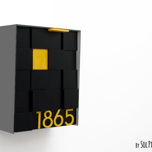 Mailbox With 3d Black Acrylic Face, Aluminum Metallic Gray Body and ...