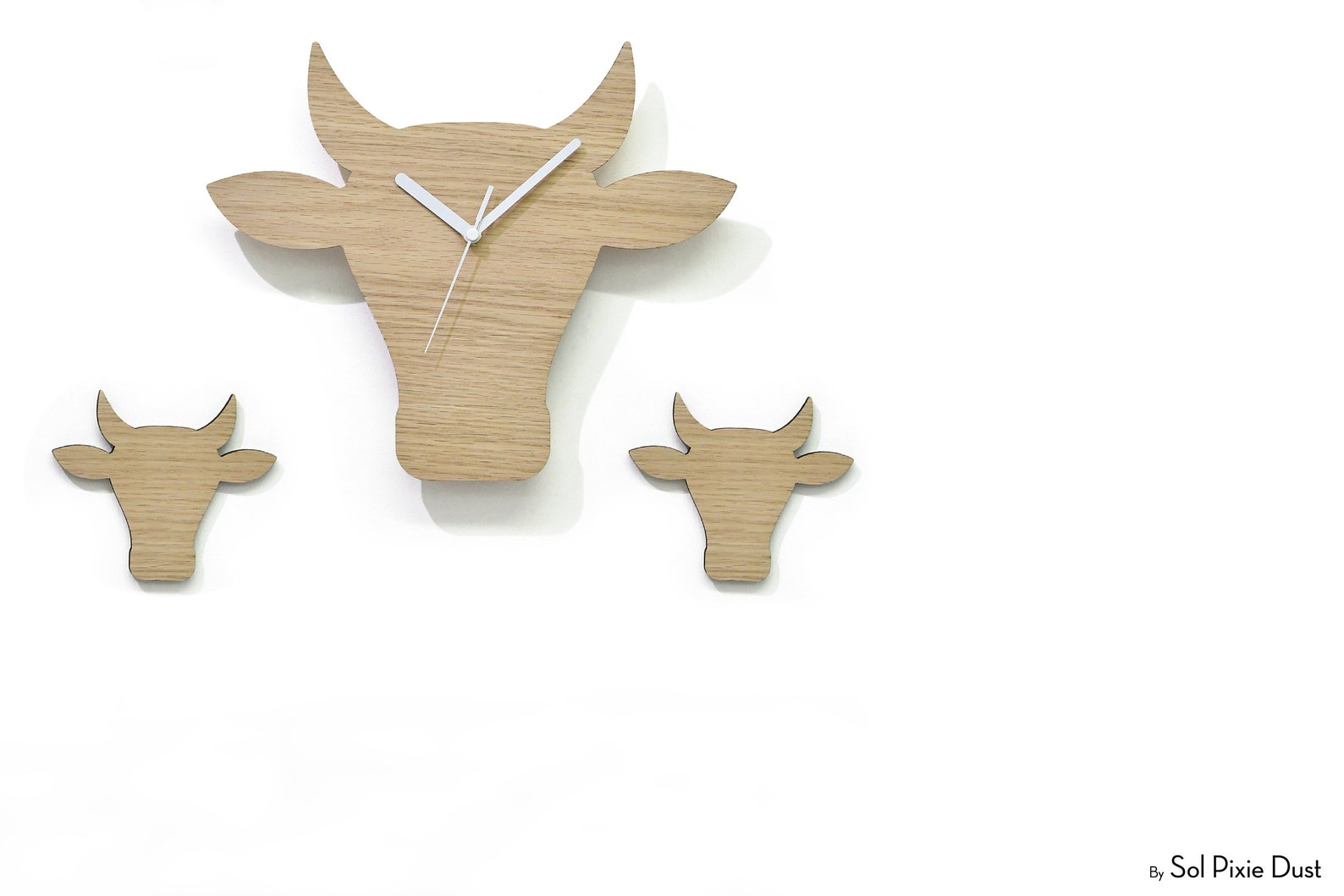 Cow Head Silhouette Wooden Wall Clock - Ranch Decor - Cowboy Gift ...