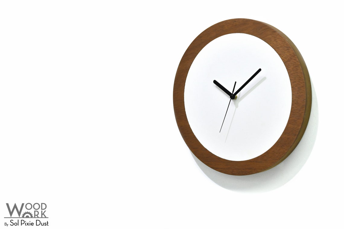 Wooden Round Clock White Face Simple Solid Wood Wall Clock - Etsy