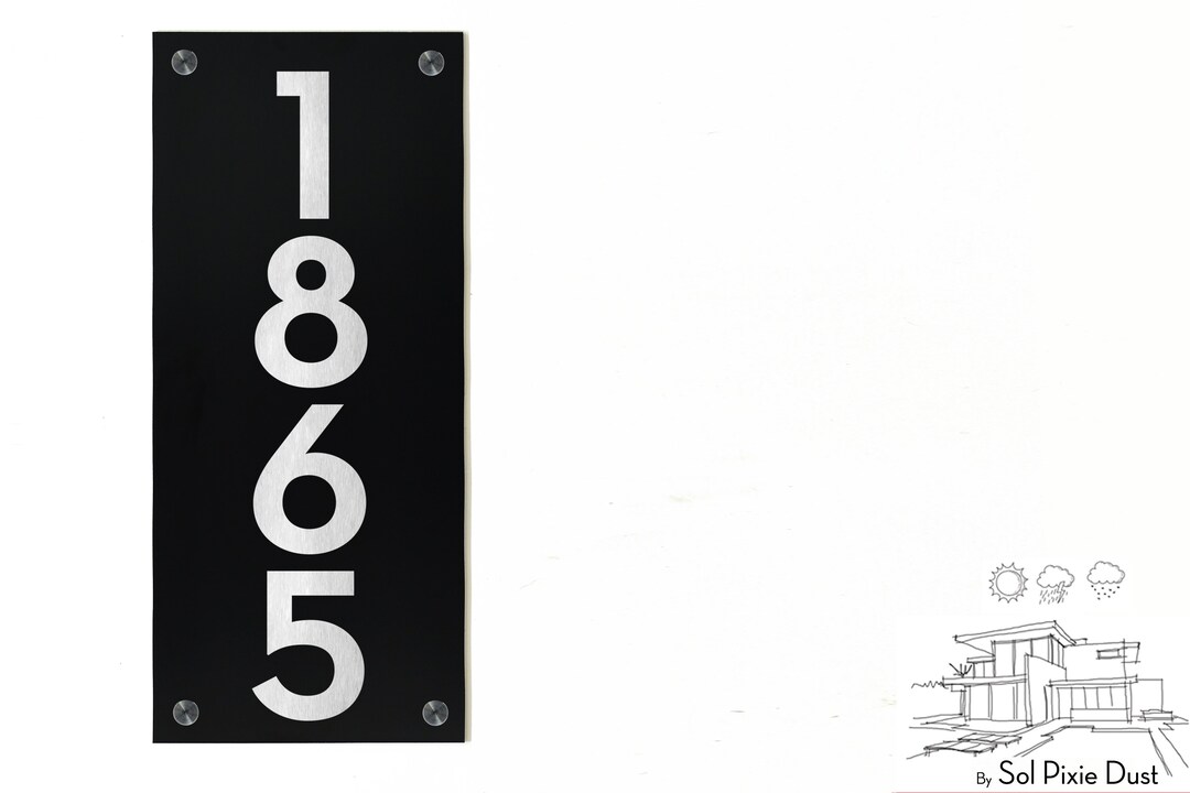 Modern House Sign Vertical With Black Aluminum (ACP) and Silver Fiber ...