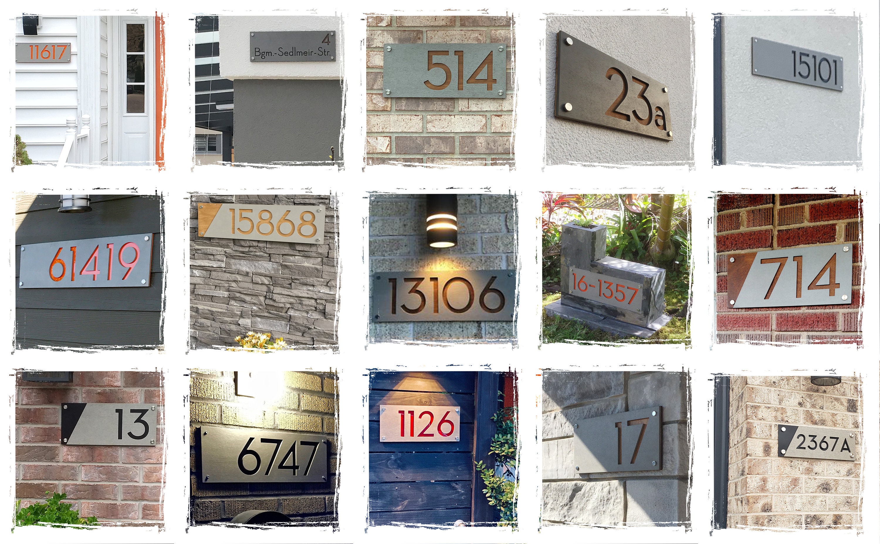 Modern House Numbers, Concrete With Bright Green Acrylic - Vertical ...