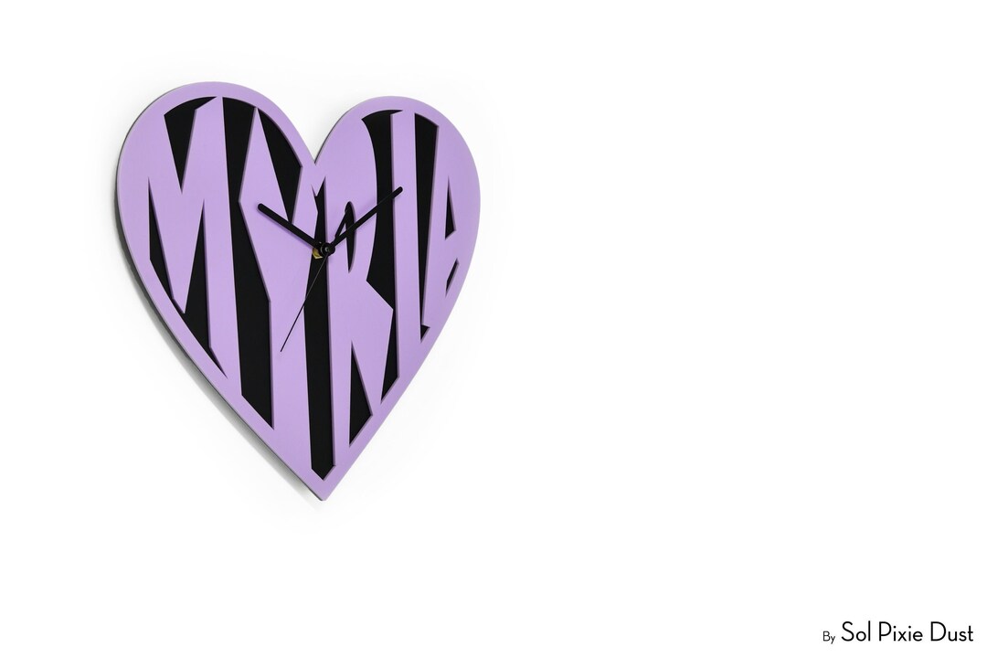 Personalized Wall Clock - Modern Wall Clock - Purple Heart ...
