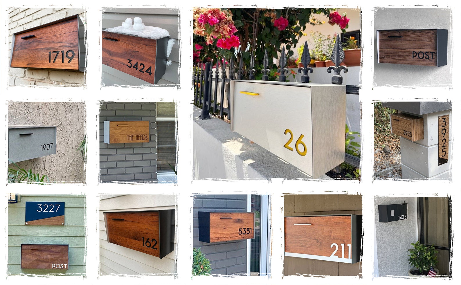 Mailbox With Brushed Aluminum Face and Body and Orange Acrylic Numbers ...