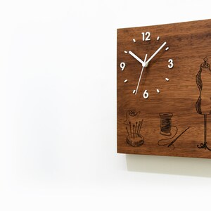 Solid Wood Wall Clock - Tailoring - Wood Laser Engraved - Massive Wood ...