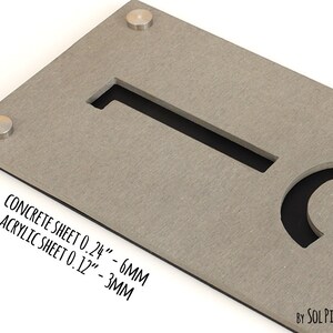 Modern House Numbers Concrete With Black Acrylic Vertical - Etsy