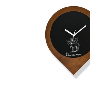 Pin Wall Clock - Solid Iroko Wood - Black Aluminum Fiber Laser ...