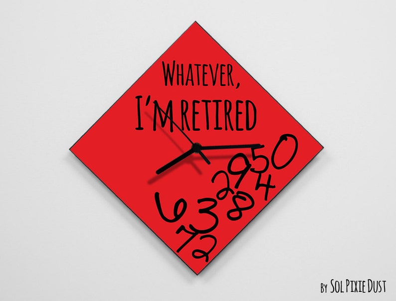Whatever I'm Retired / Polygon Red Wall Clock - Etsy