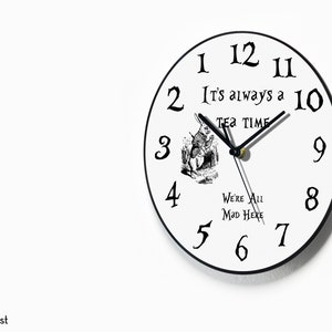 Reverse Wall Clock - It's Always a Tea Time - Mad Hatter - White Rabbit ...