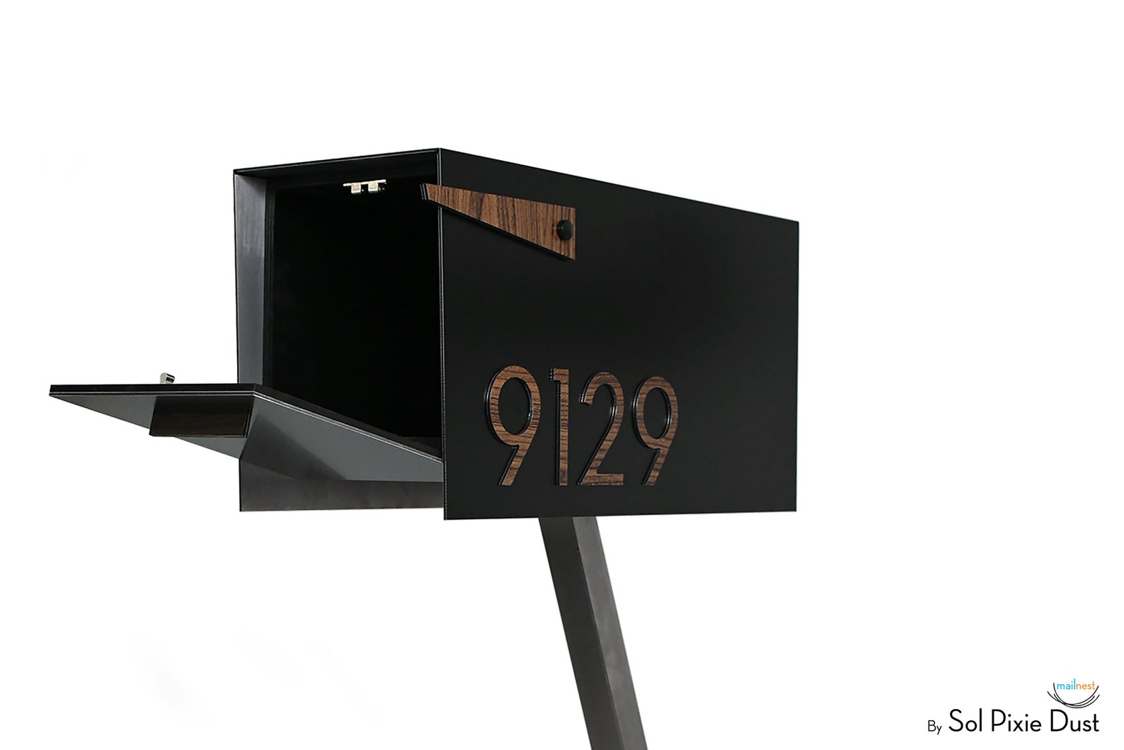 Contemporary Post Mounted Mailbox / Aluminum Black Body and | Etsy