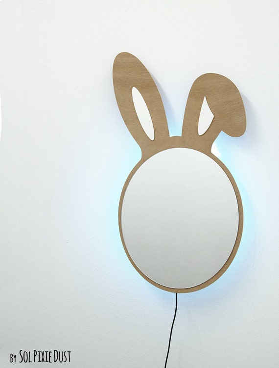 Safety Mirror Bunny Ears With LED Light Wall Decor Mirror | Etsy