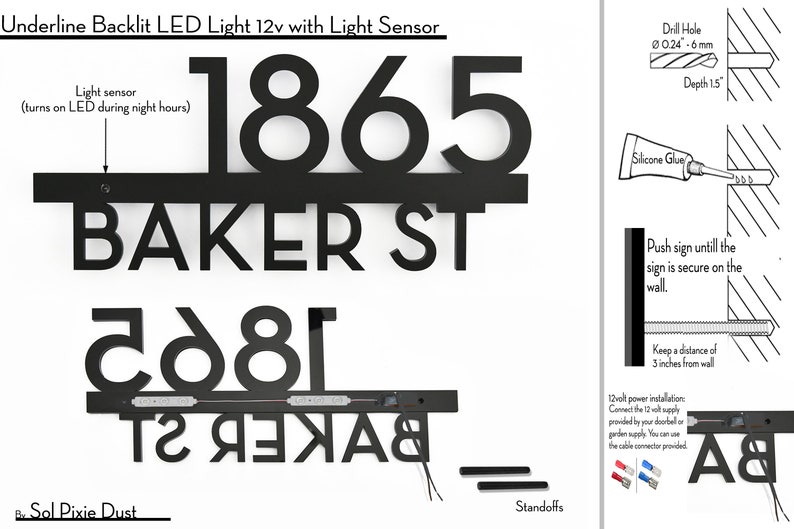 Illuminated Modern House Numbers LED 12V With Day/night - Etsy