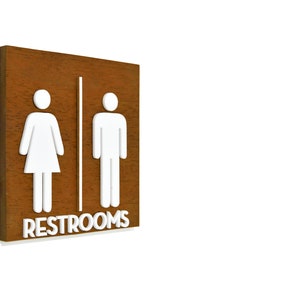 Hotel Restroom Door Sign - Engraved Solid Wood Iroko (africa Teak ...