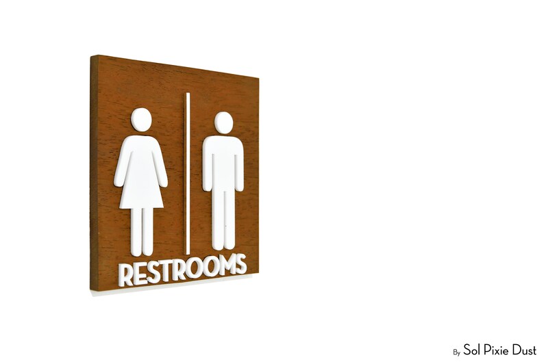 Hotel Restroom Door Sign - Engraved Solid Wood Iroko (africa Teak ...