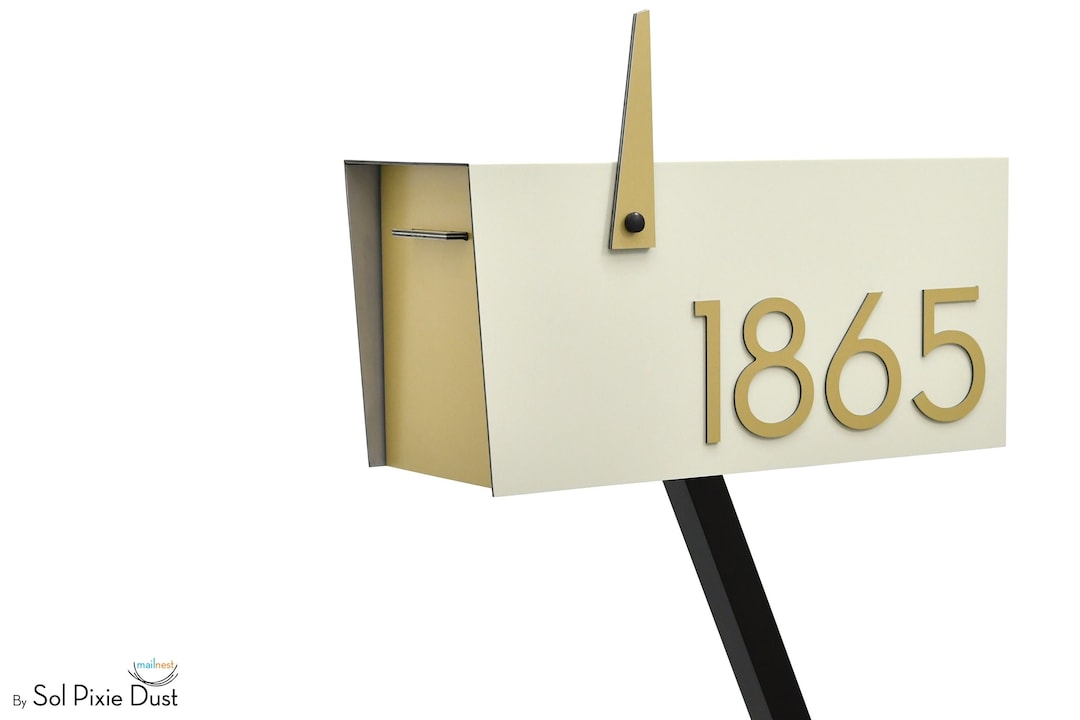 Contemporary Post Mounted Mailbox - Aluminum Ivory White Body and ...