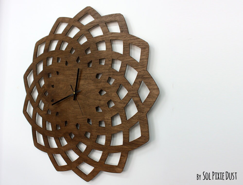 Huge Wooden Geometrical Star Silhouette Wooden Wall Clock - Etsy