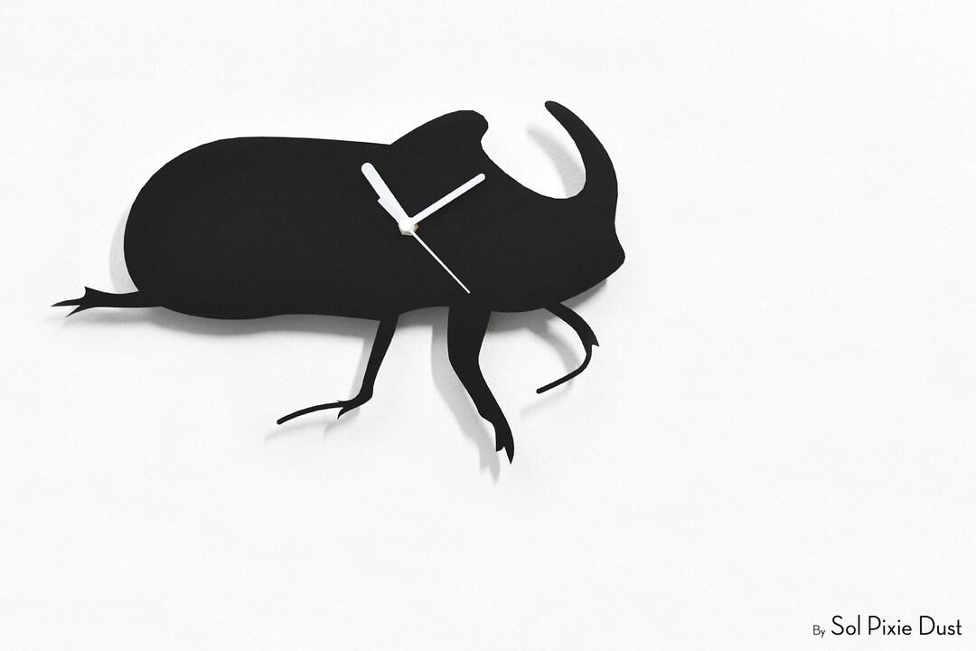 Beetle Silhouette Wall Clock - Bug Gifts - Beetle Wall Decor - Beetle ...