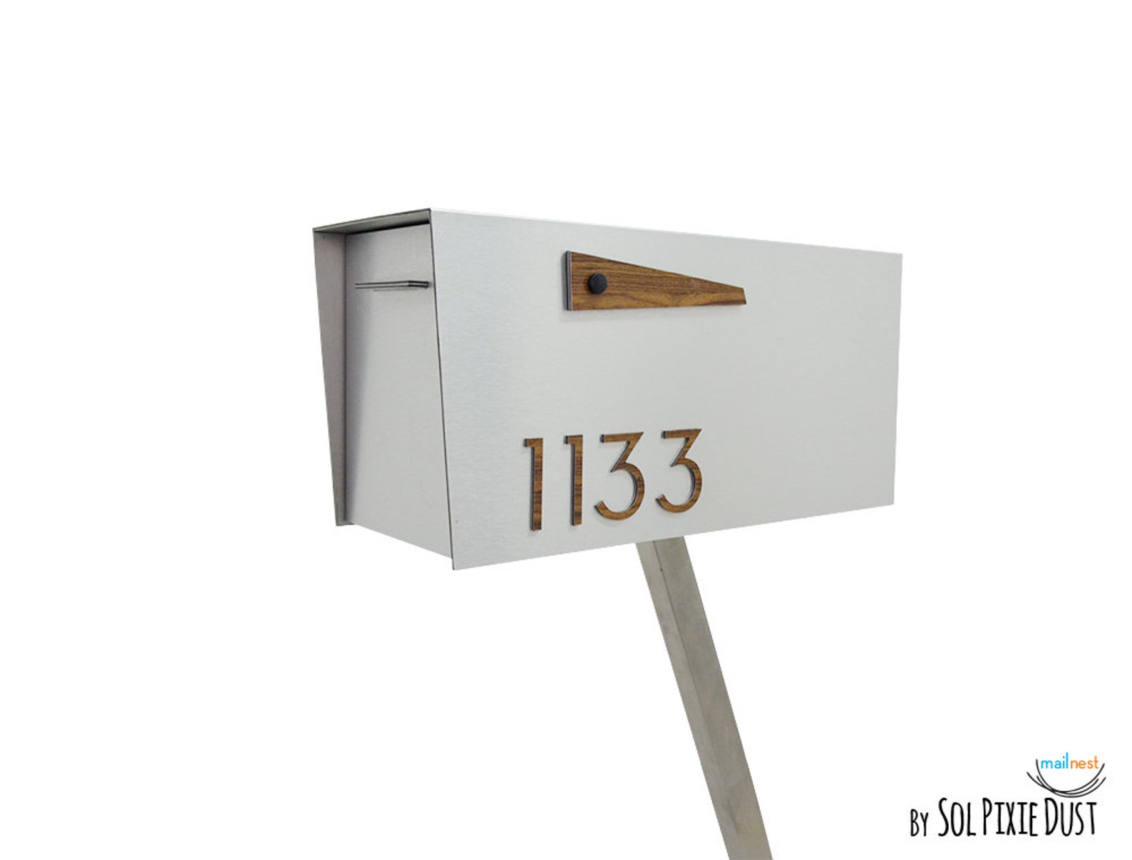 Contemporary Post Mounted Mailbox / Aluminum Brush Silver Body & Door ...
