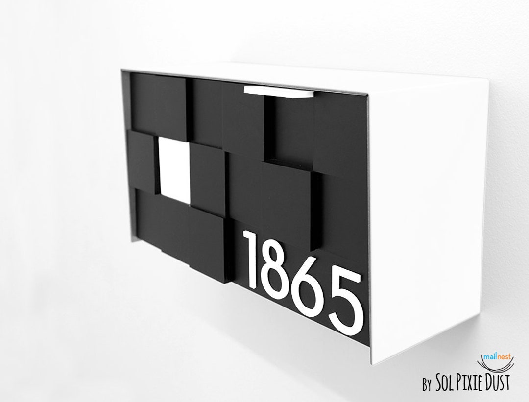 Mailbox With 3d Black Acrylic Face, Aluminum White Body and White ...