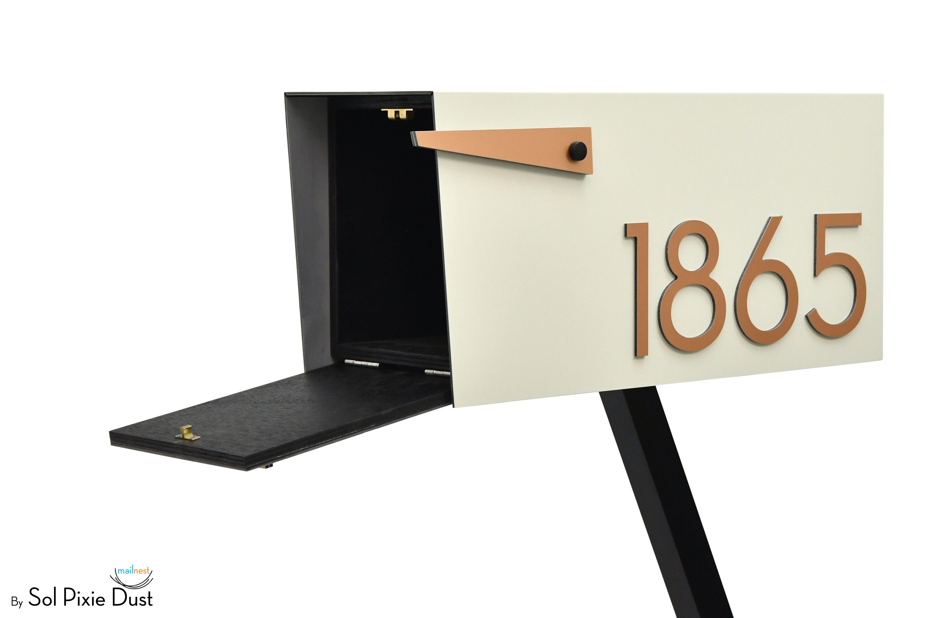 Contemporary Post Mounted Mailbox - Aluminum Ivory White Body and ...