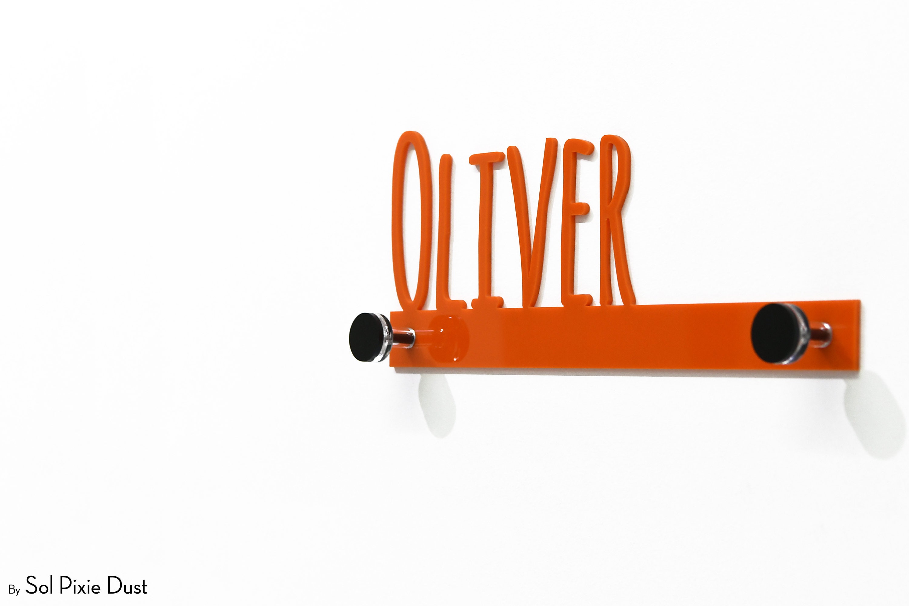 Modern Custom Wall Hook Orange Name Kids Room Decor Coat | Etsy