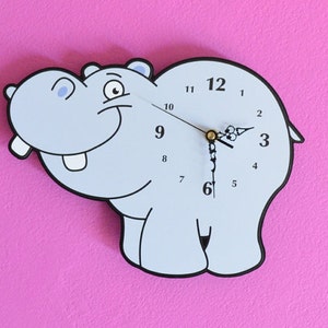 Cute Little Hippo Cartoon - Wall Clock - Etsy